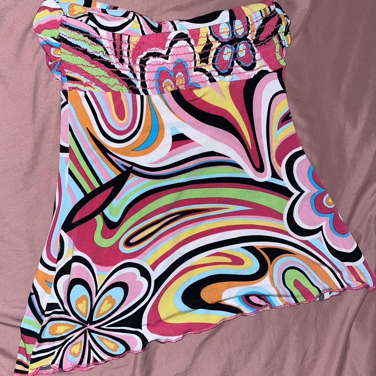 Strapless multi-colored top - Depop