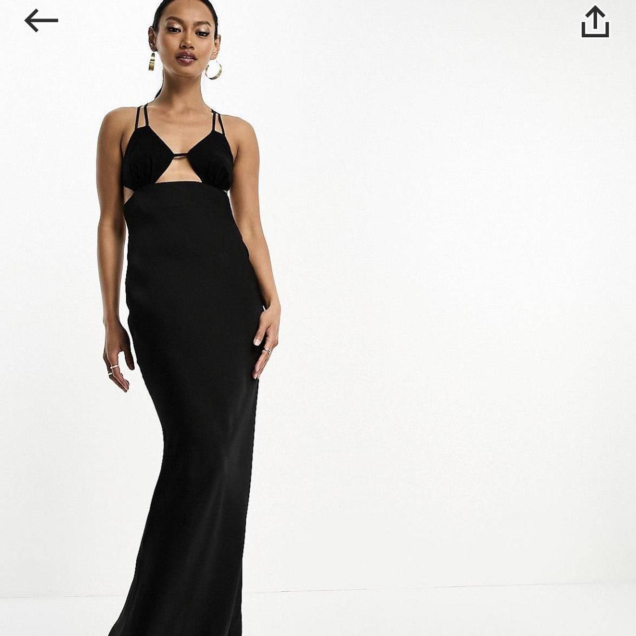 ASOS DESIGN black satin maxi dress with cut out... - Depop