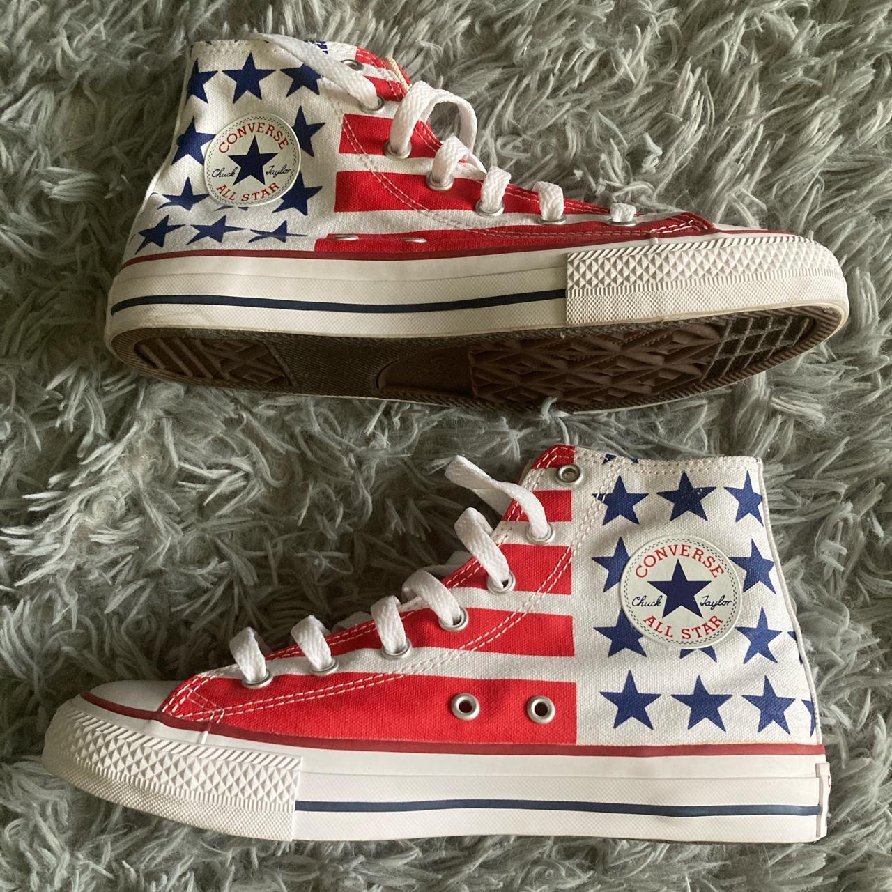 Converse Women's White and Red Trainers | Depop
