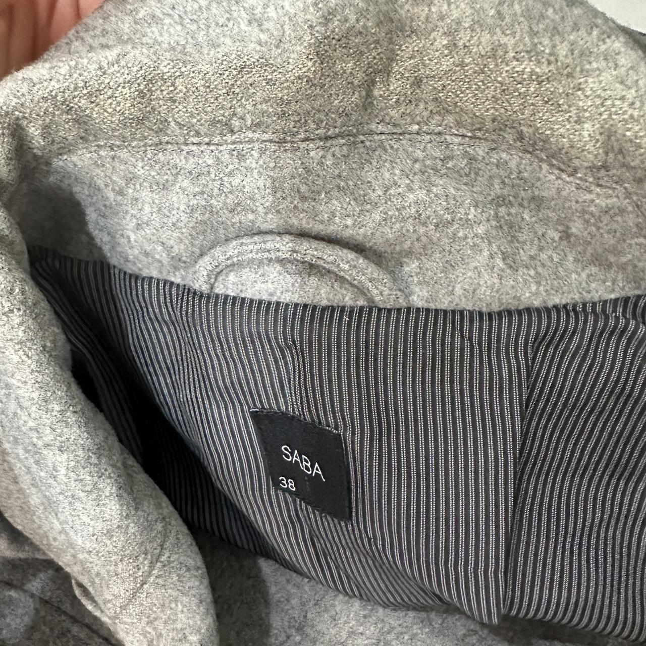 SABA men’s wool/cashmere pea coat grey size... - Depop