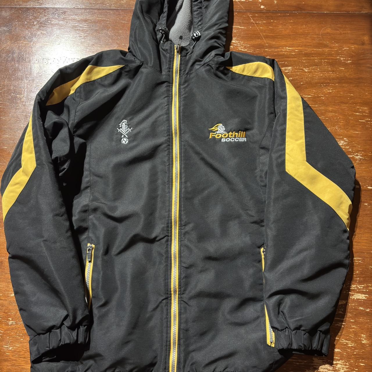 Black and yellow vintage soccer jacket - Depop