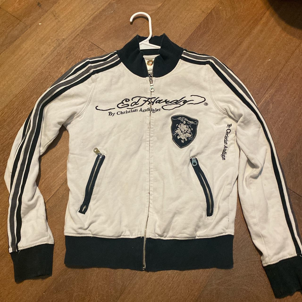 Ed Hardy striped jacket with design. - Depop