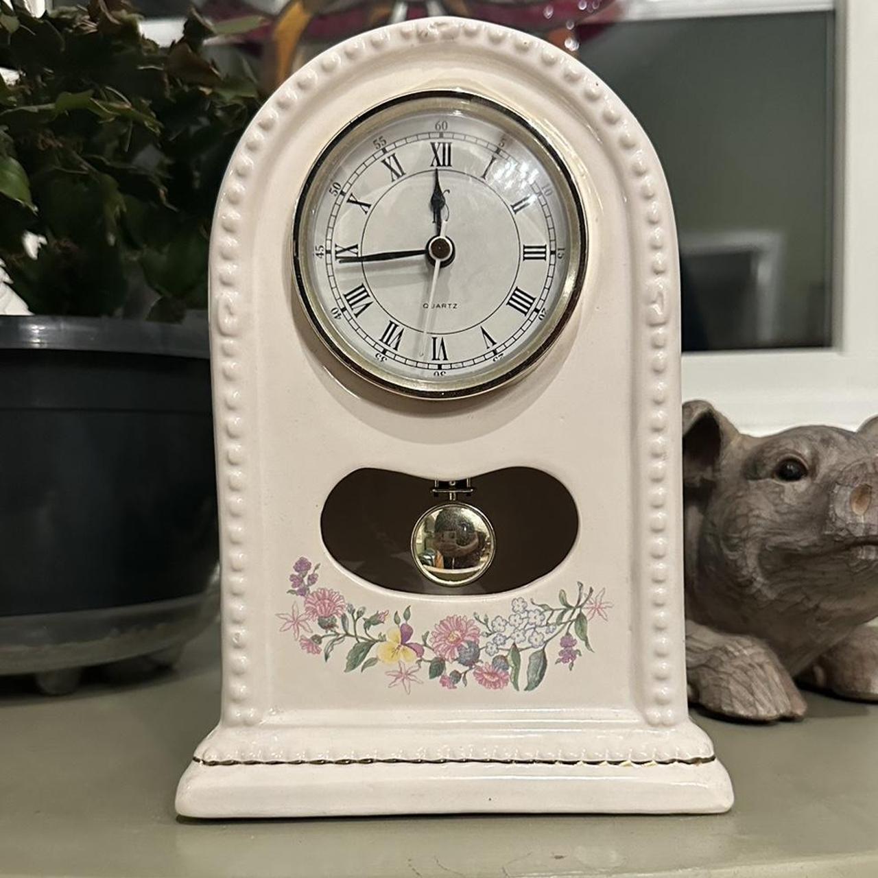 pink floral pendulum clock #floral #pink #coquette... - Depop