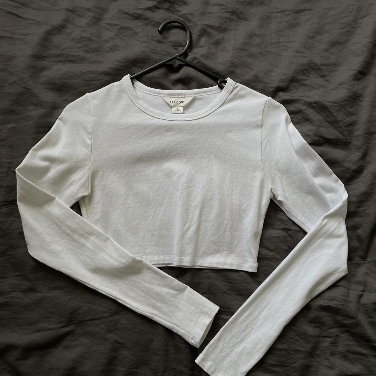 Glassons - white cropped long sleeve - Depop