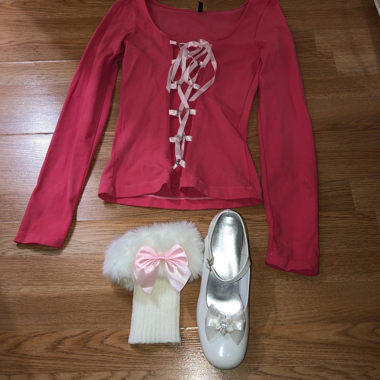 DEPOP PAYMENT ONLY Pink ribbon bow balletcore corset... - Depop