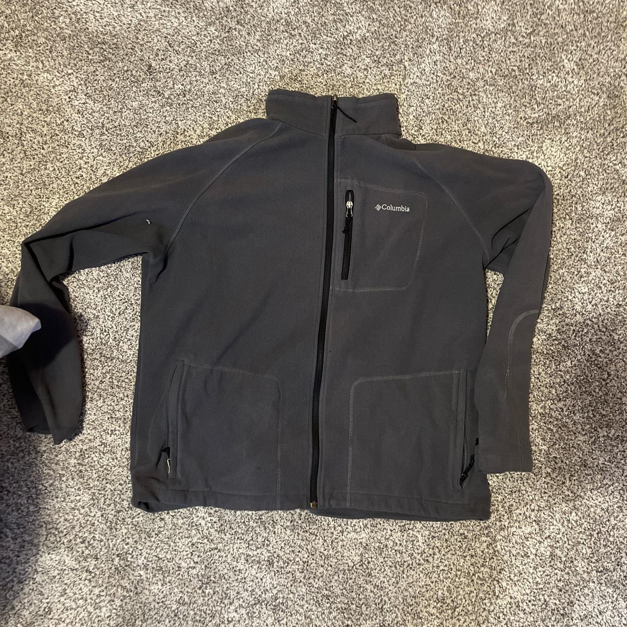 grey columbia quarter zip grey fleece jacket sized... - Depop