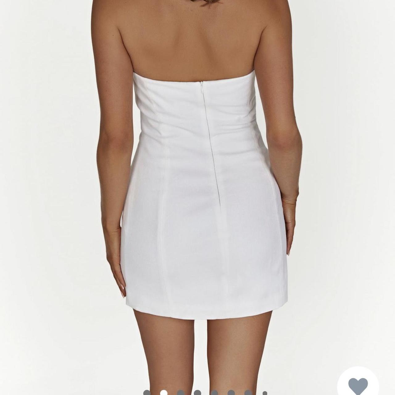 Meshki White strapless linen dress Never been... - Depop