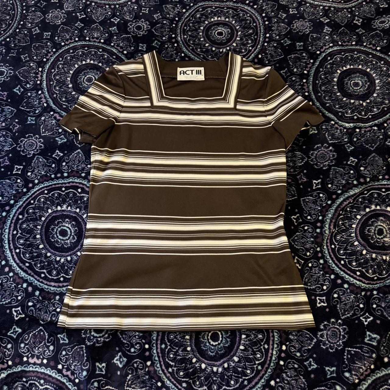 Act III brown and white shirt #vintage #blouses... - Depop