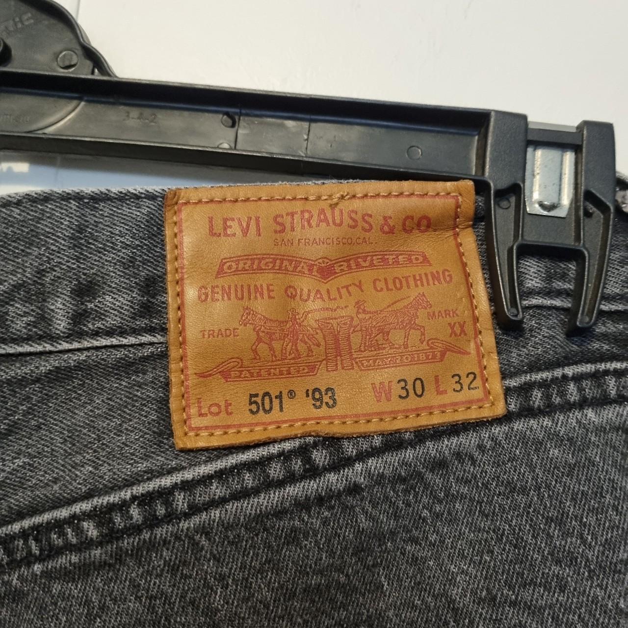 Mens/unisex black stonewash denim Levi 501s with... - Depop