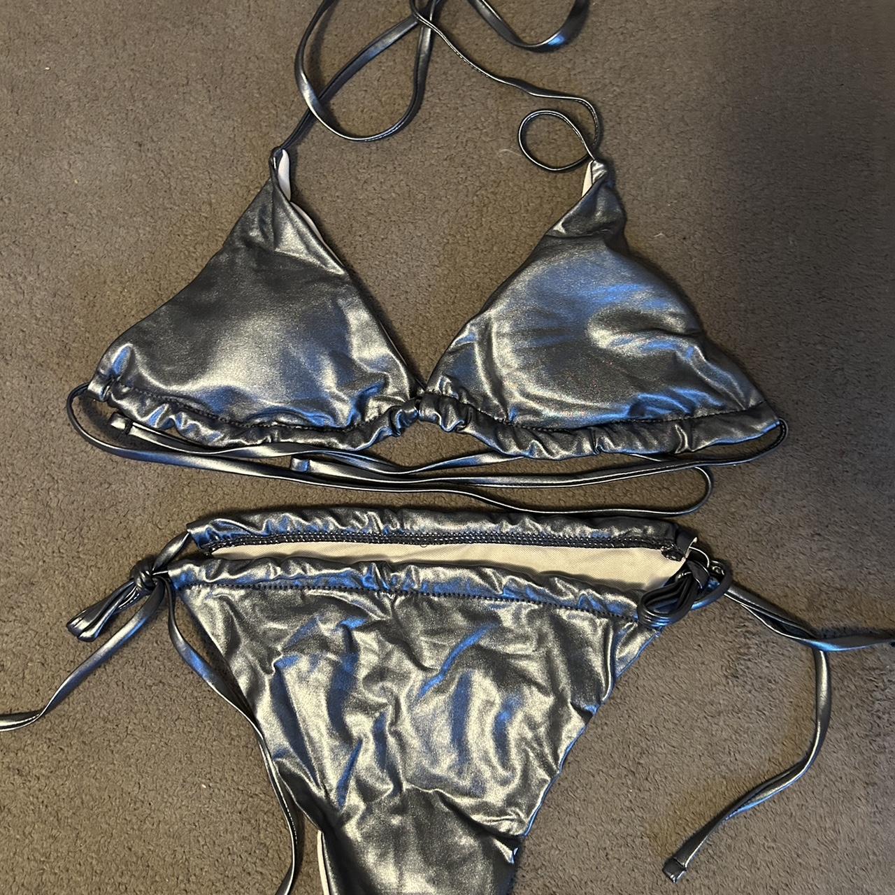SHEIN Women's Silver Bikinis-and-tankini-sets | Depop