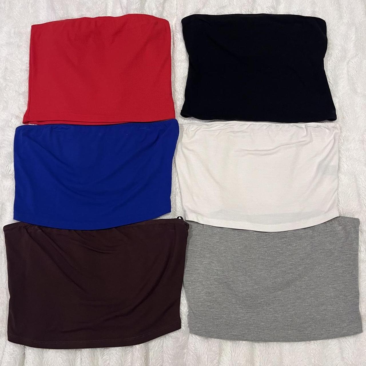 Multi colored tube top bundle (All medium expect red... | Depop