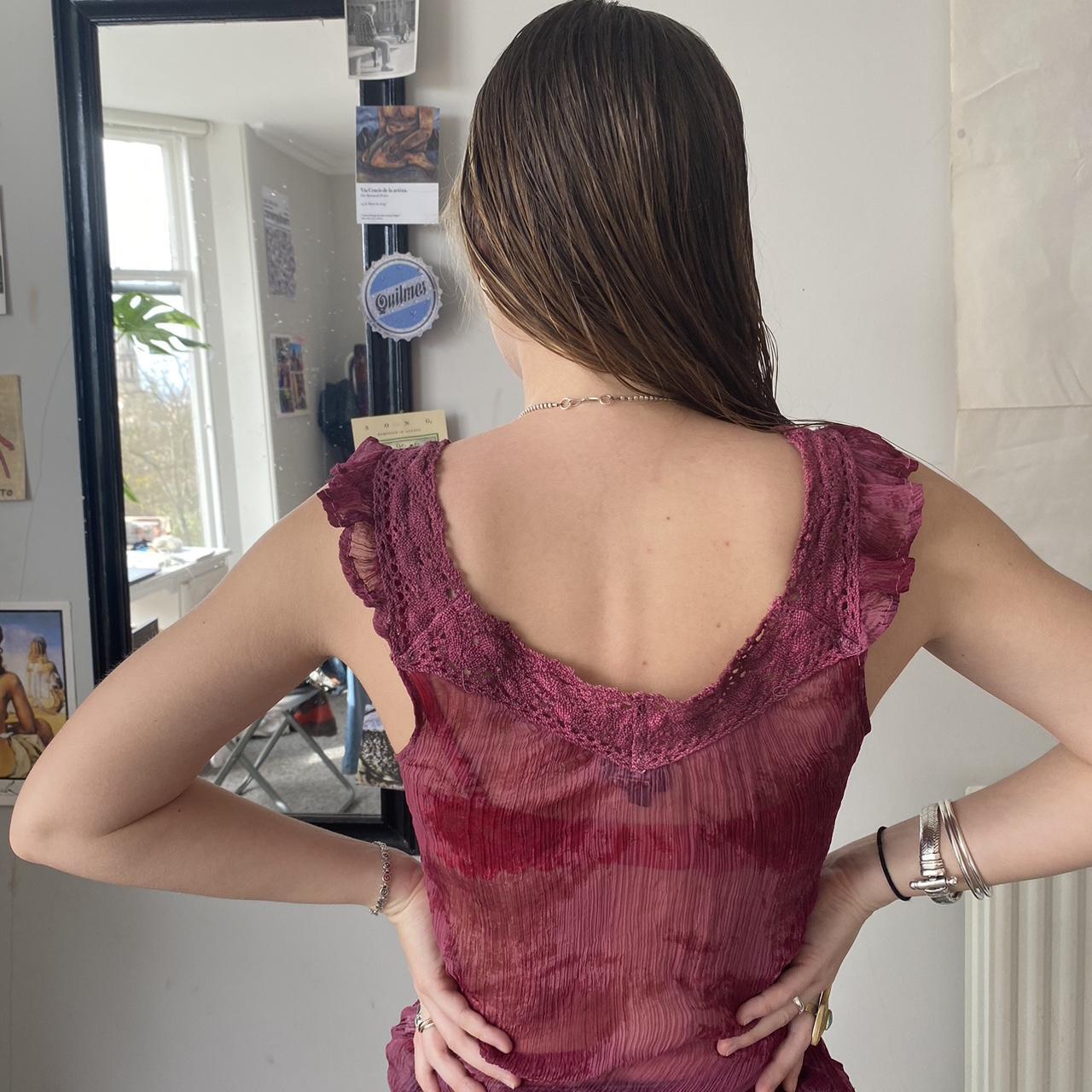 Stunning pink vintage sheer top. Can be worn in so... - Depop