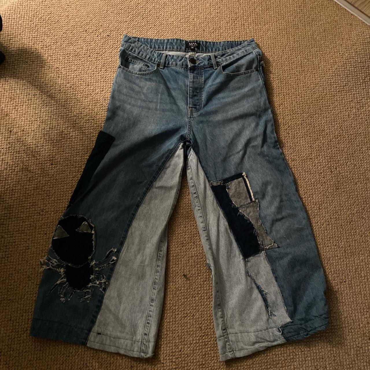 Hand made spider mayhem jeans flared fit can be worn... - Depop