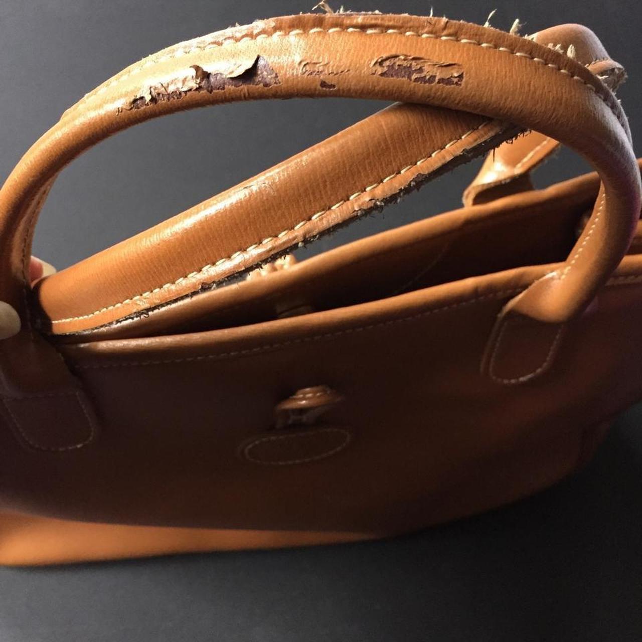 Vintage tan Longchamp tote bag with horse rider... | Depop