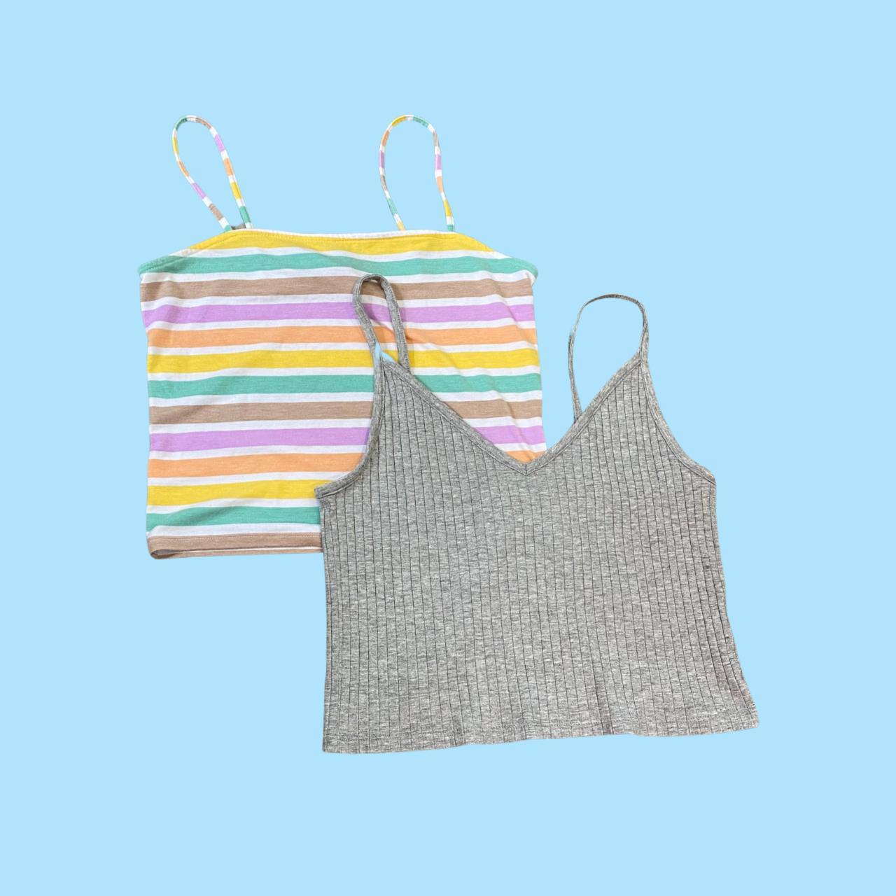 bundle of 2 medium sized tank tops | pastel striped... - Depop