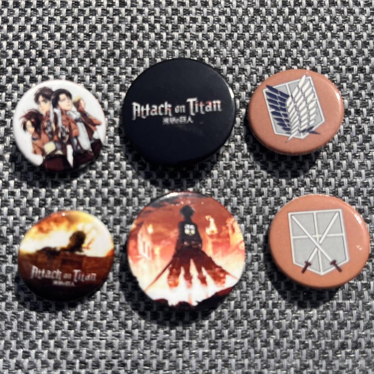 attack on titan badges!! super cute set of 6 needing... - Depop