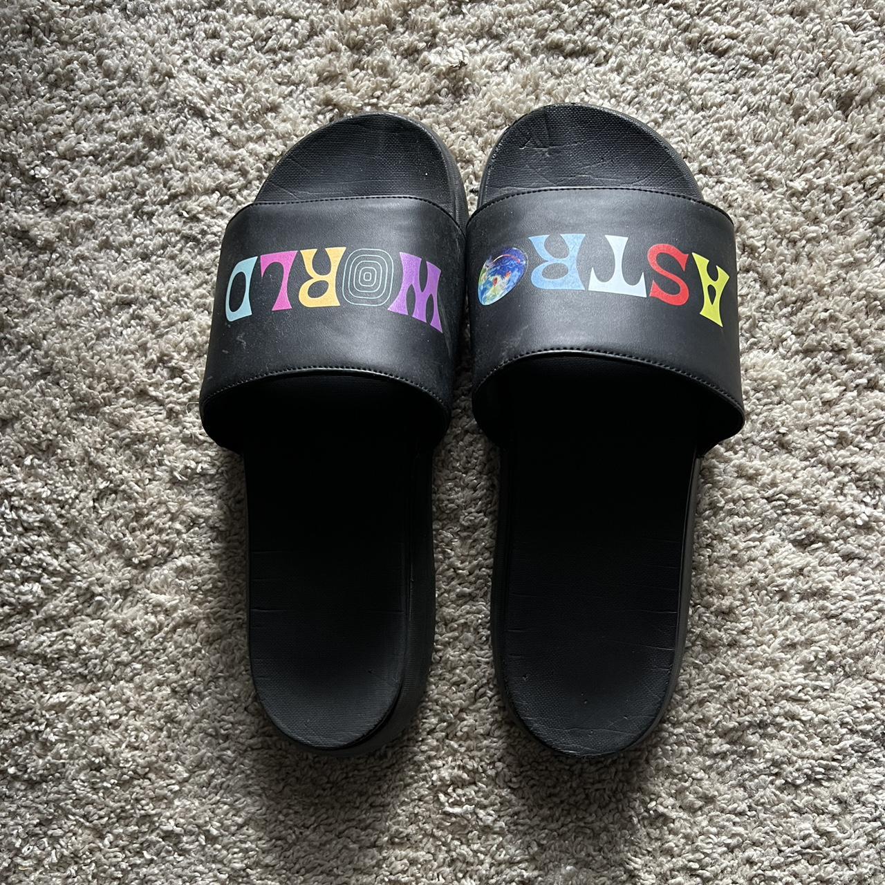 TRAVIS SCOTT ASTROWORLD SLIDES USED. IN GOOD... - Depop