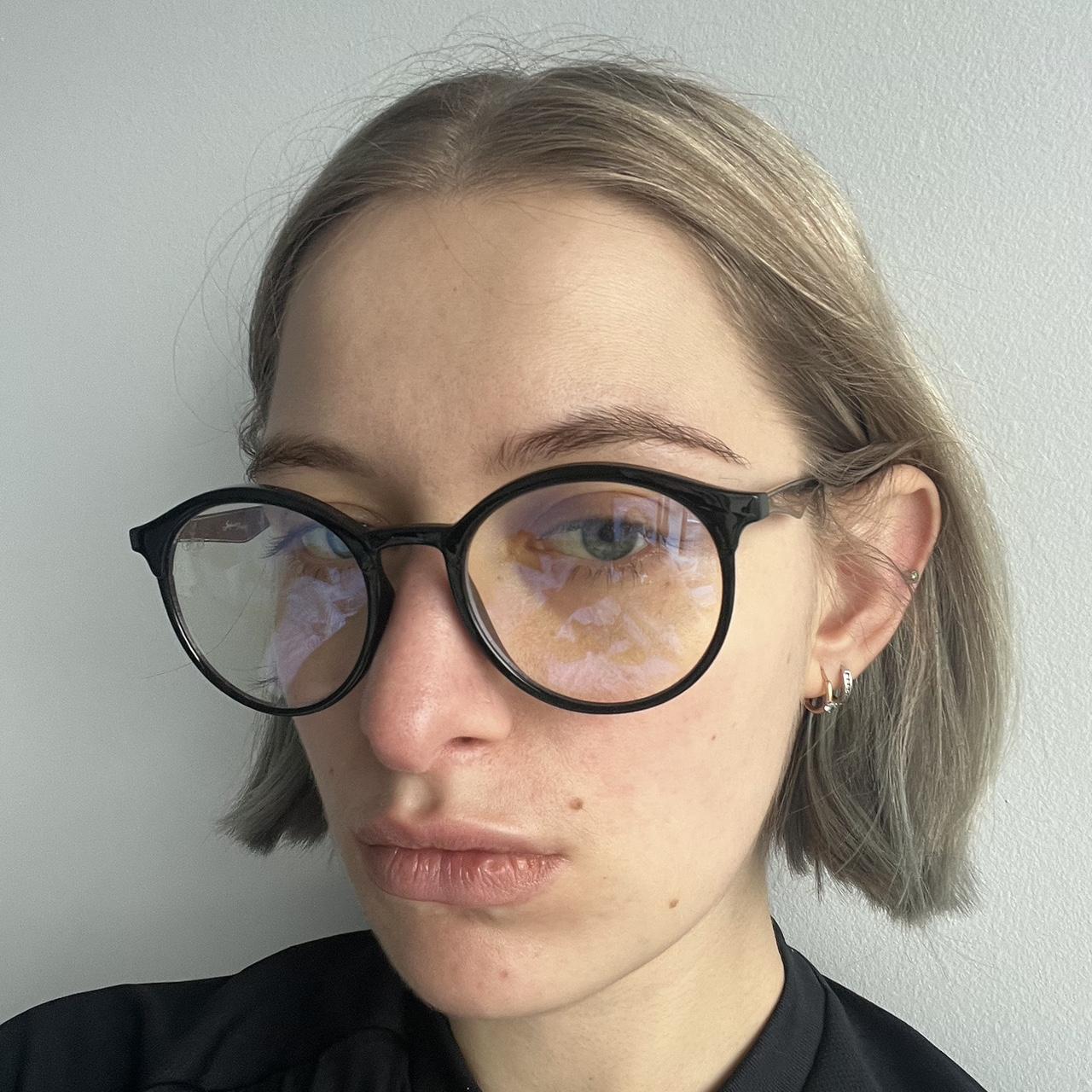 Black round frame glasses with blue light lenses... | Depop