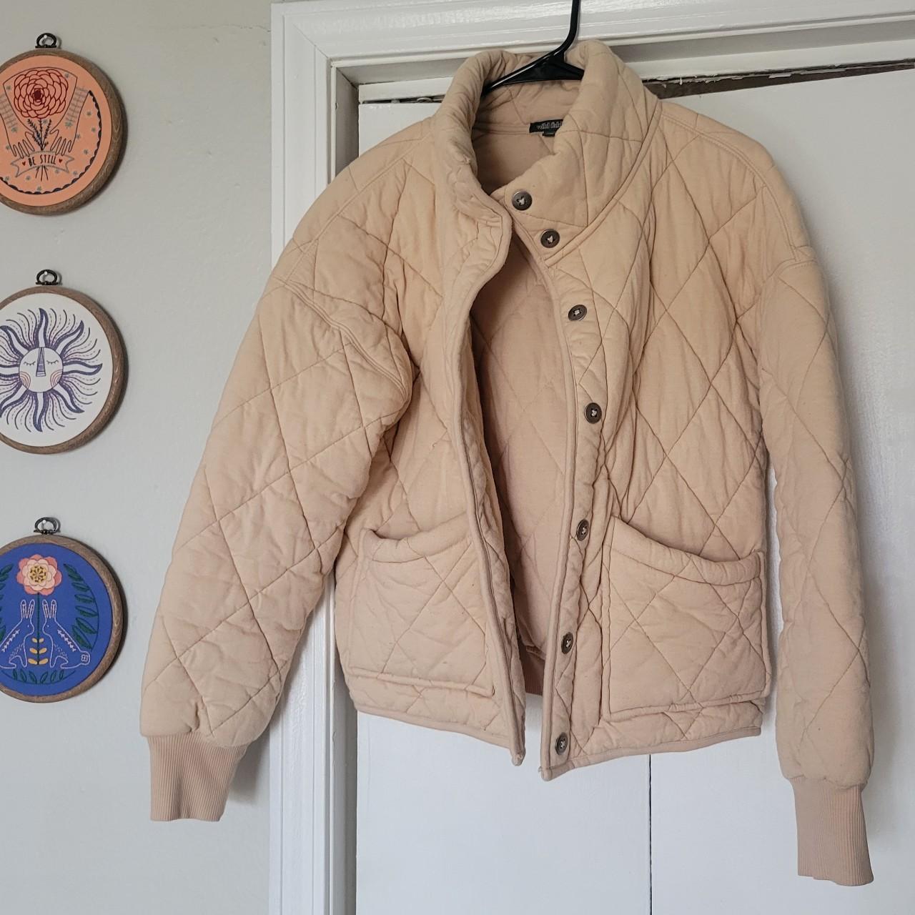 Beige quilted jacket by Wild Fable. Lightweight but... - Depop