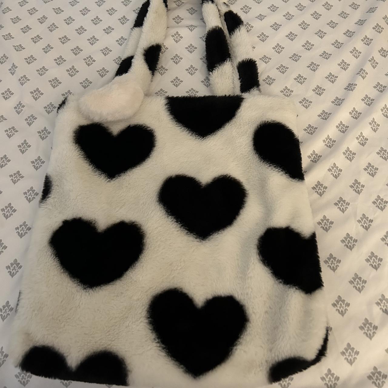 Heart print bag from H&M in black and white - Depop