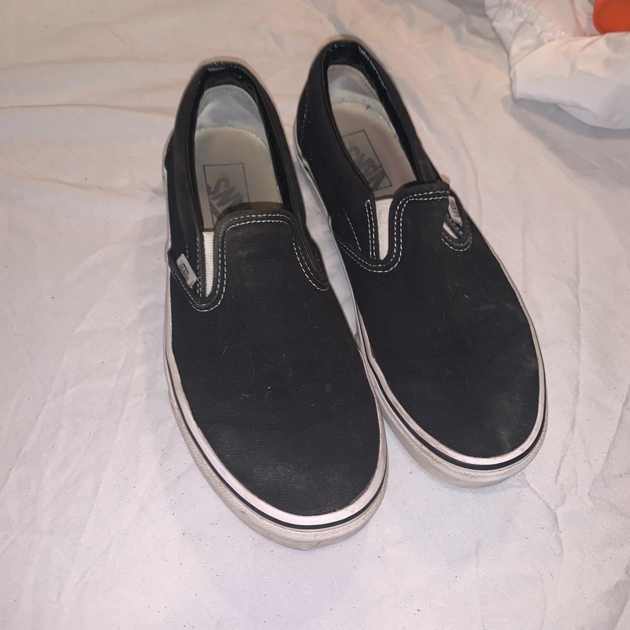 Used black slip on vans, no cracks or rips, no... - Depop