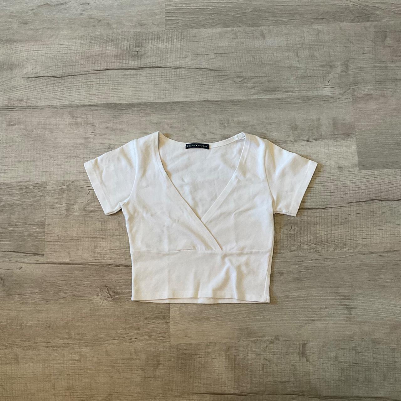 Brandy Melville Cross over crop top -Made in Italy - Depop