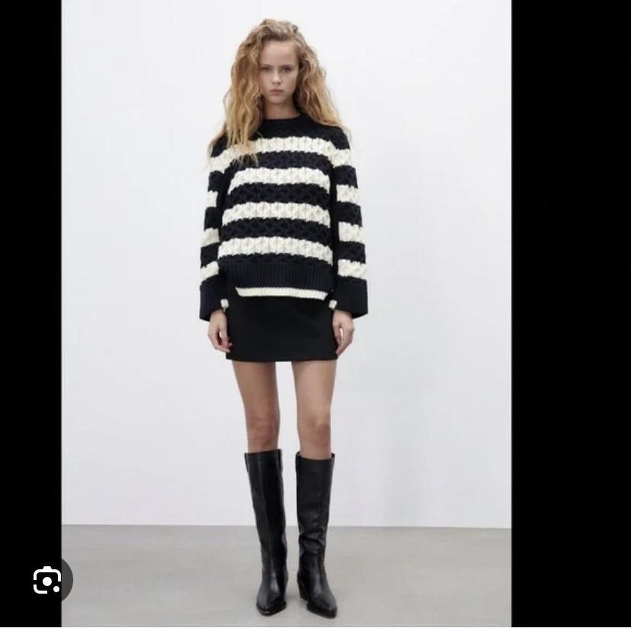 Zara chunky knit jumper #zara #knit #stripe - Depop