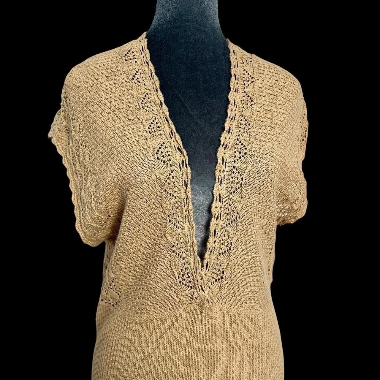 crochet knit babydoll micro mini dress empire... - Depop