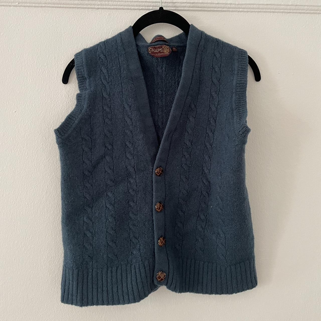 Vintage chaps by Ralph Lauren blue sweater vest.... - Depop