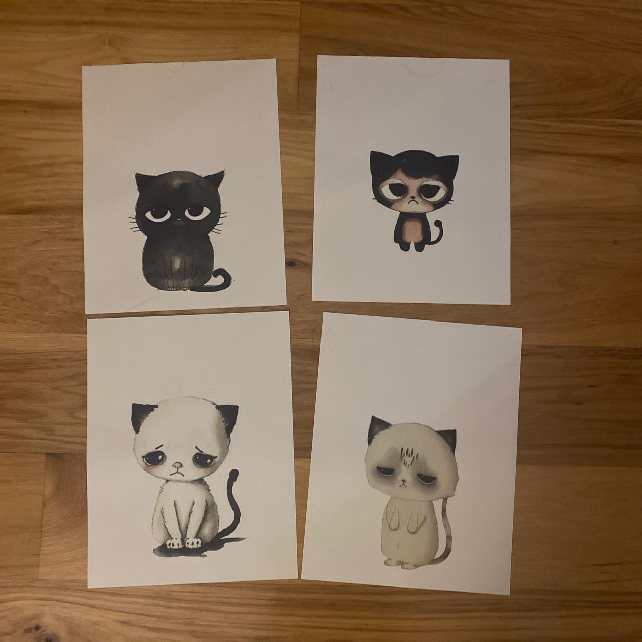 4 cat prints designed and hand crafted by me all for... - Depop