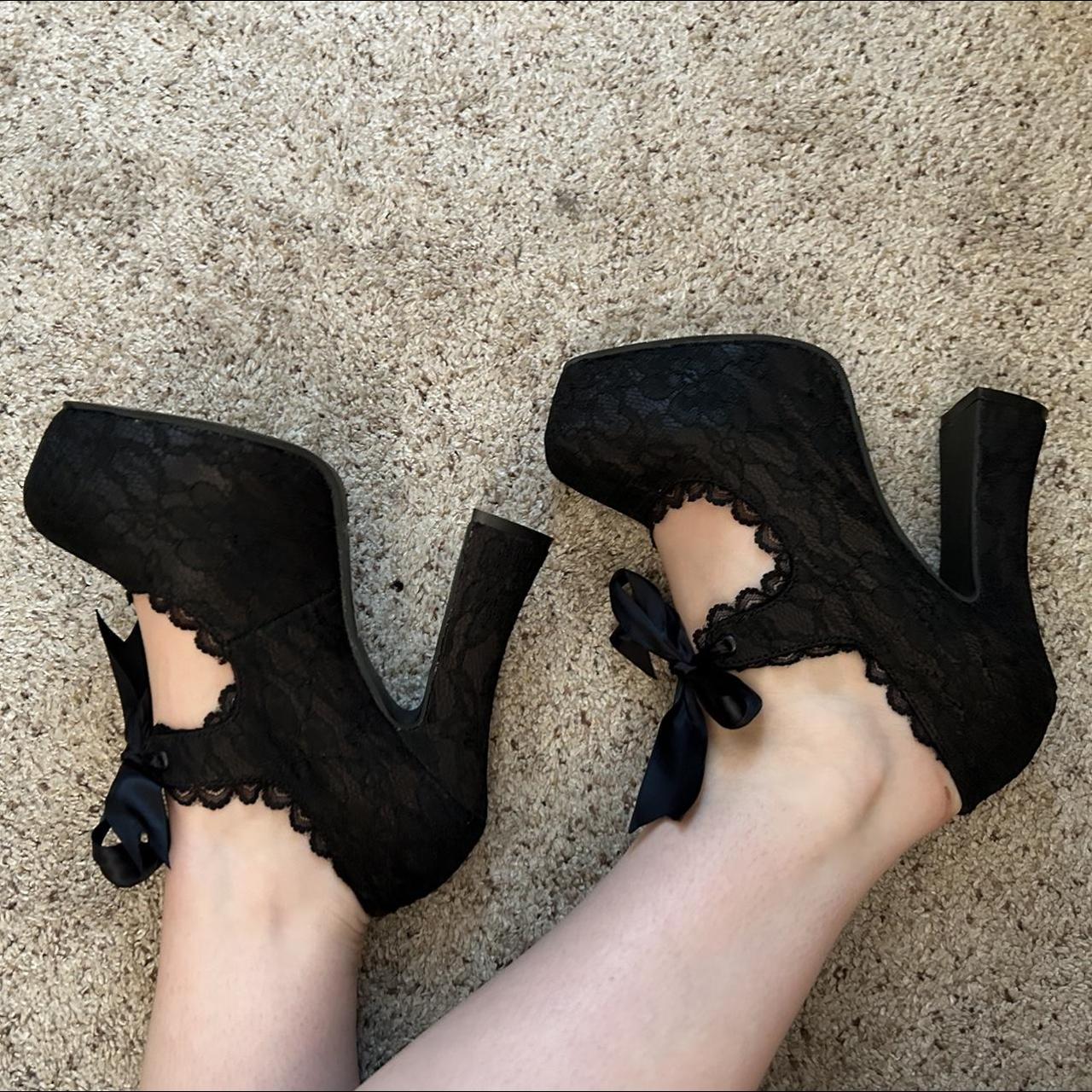 BRAND NEW Demon 11 Demonia’s Black lace heels with... - Depop