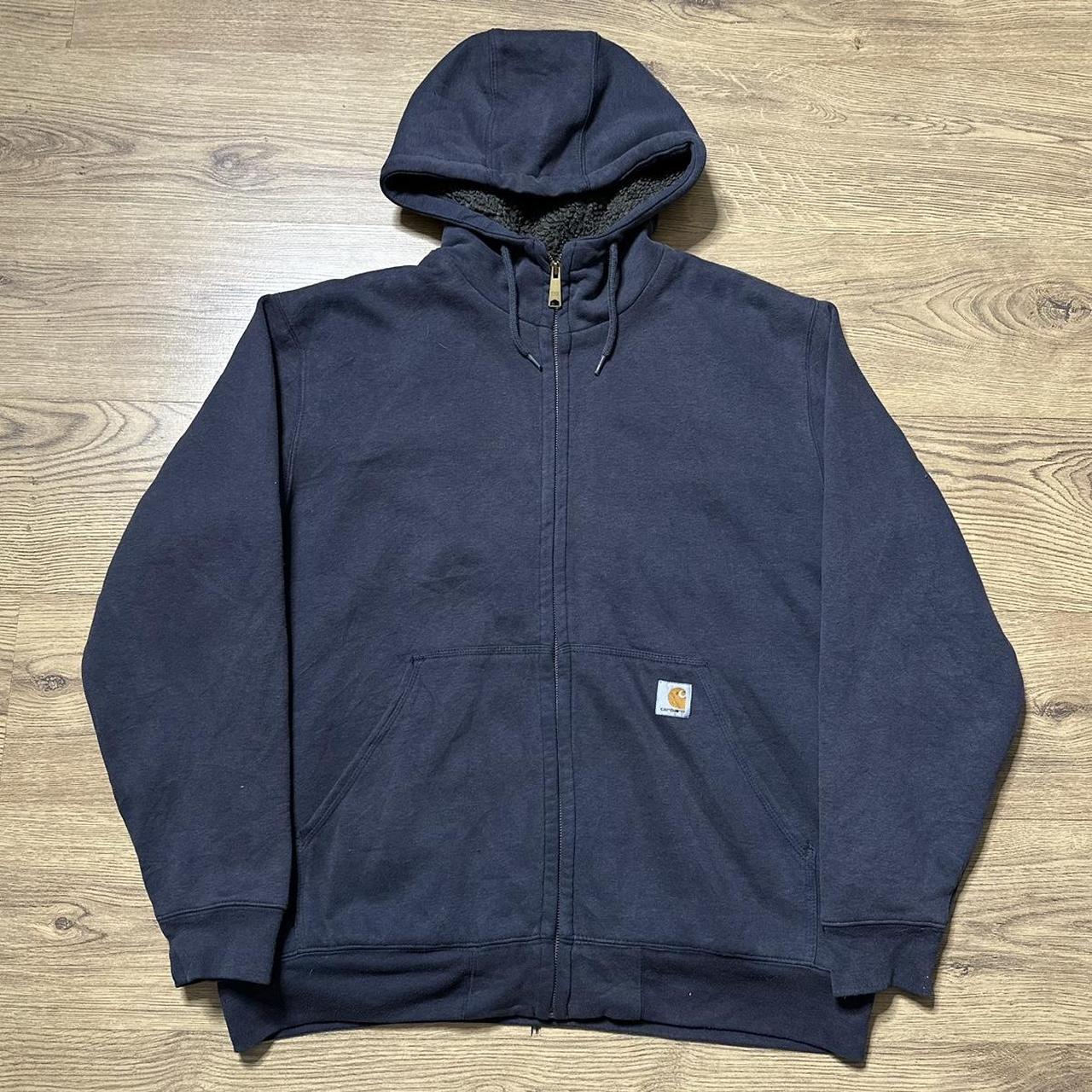Carhartt Jacket Navy Large Deep Pile Body Lined... - Depop