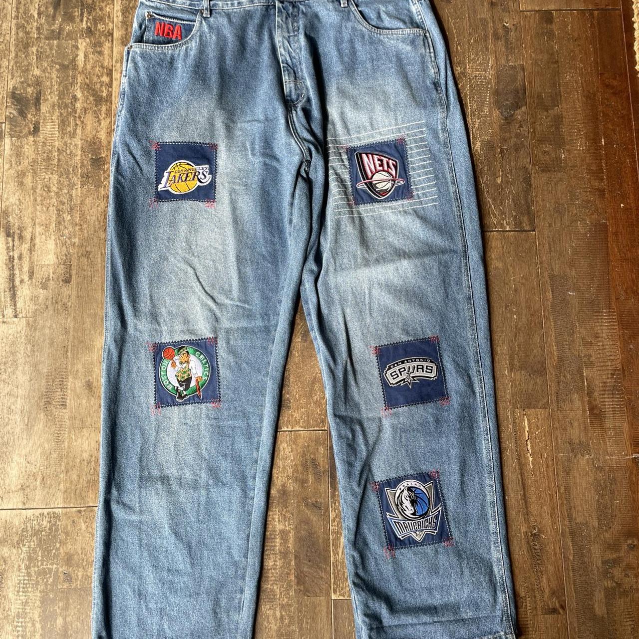 NBA patchwork denim jeans Size - 40w - Depop