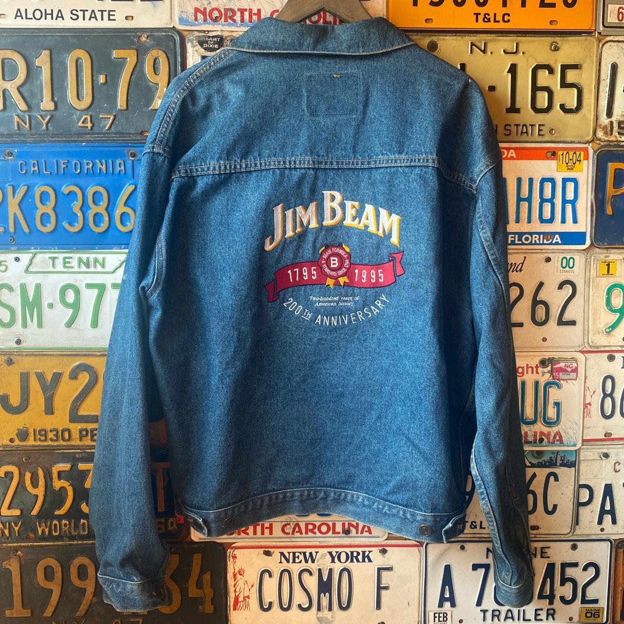 Vintage 1995 Jim Beam Embroidered Denim Jean Jacket... - Depop