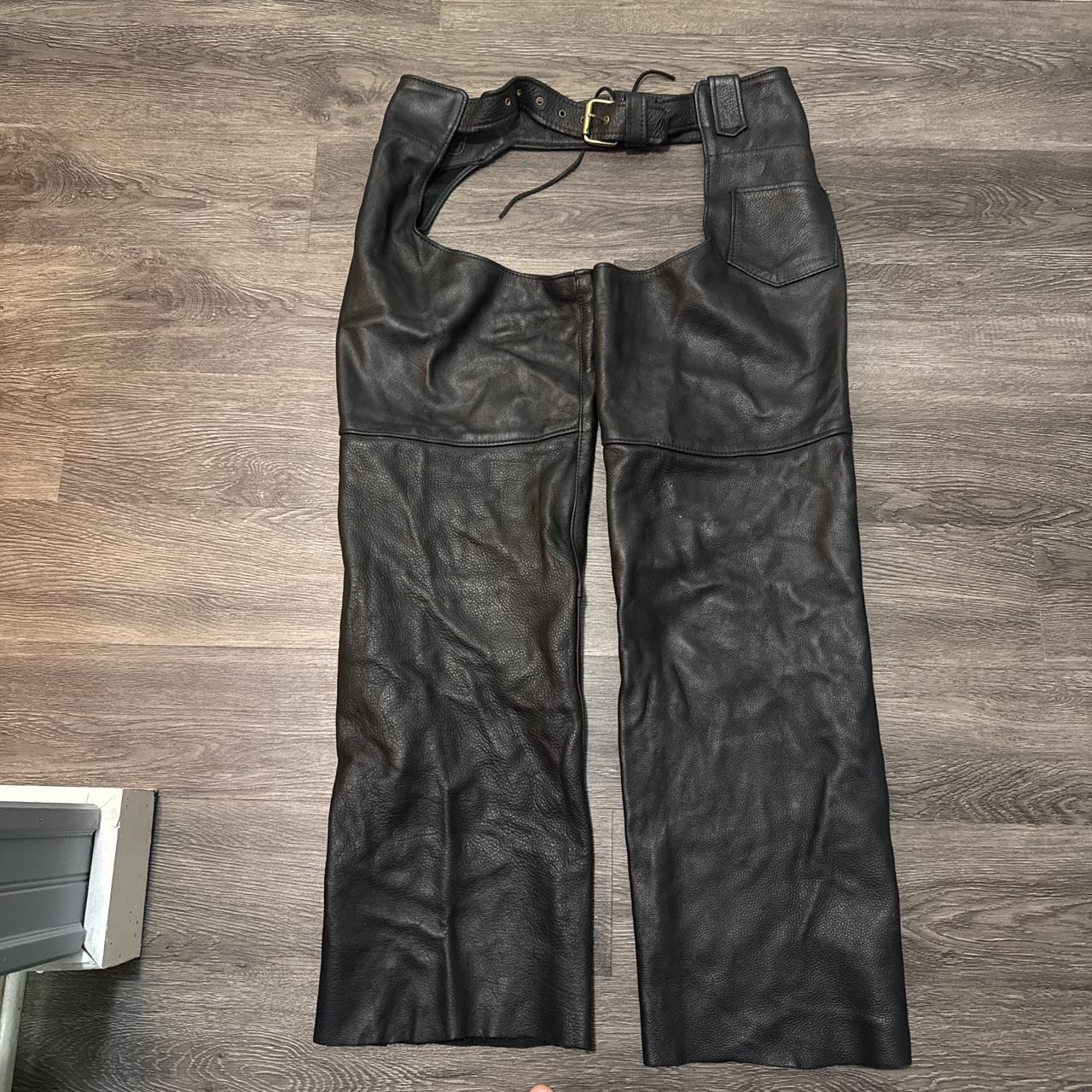 Vintage Leather Company Chaps Size Medium USA 90s... | Depop