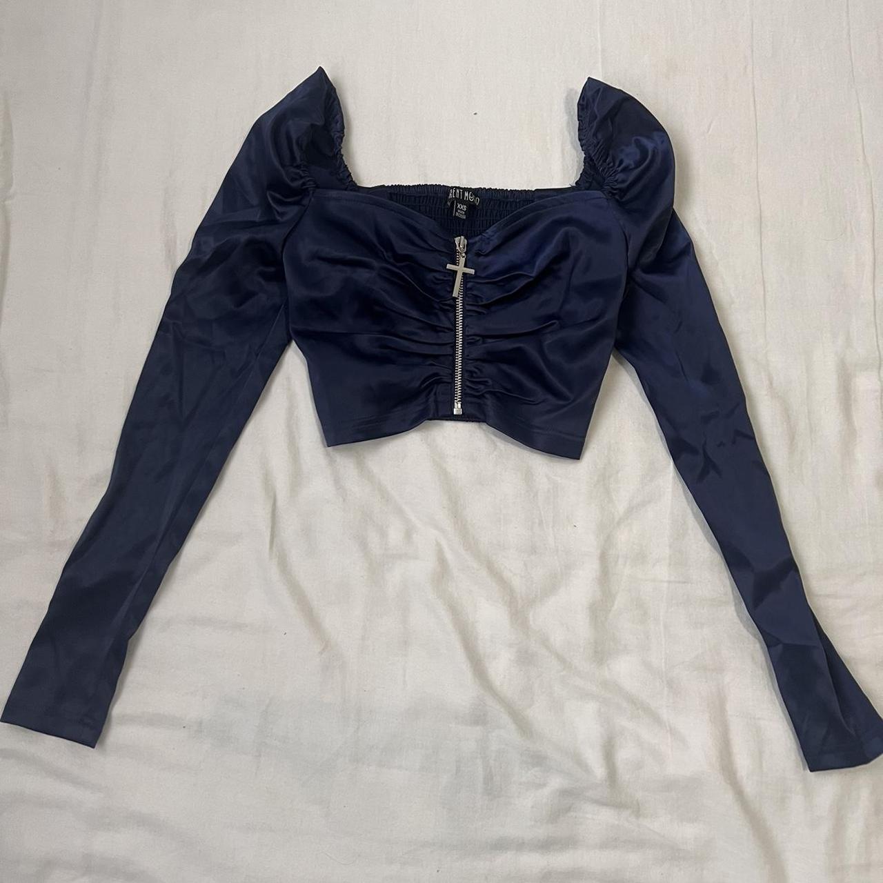 Women's Navy Crop-top | Depop