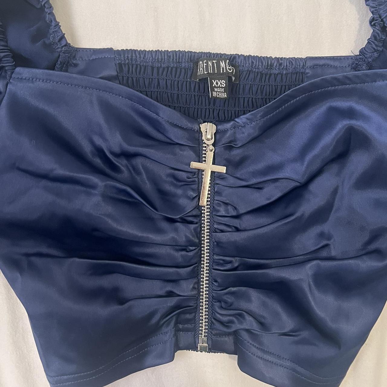 Women's Navy Crop-top | Depop