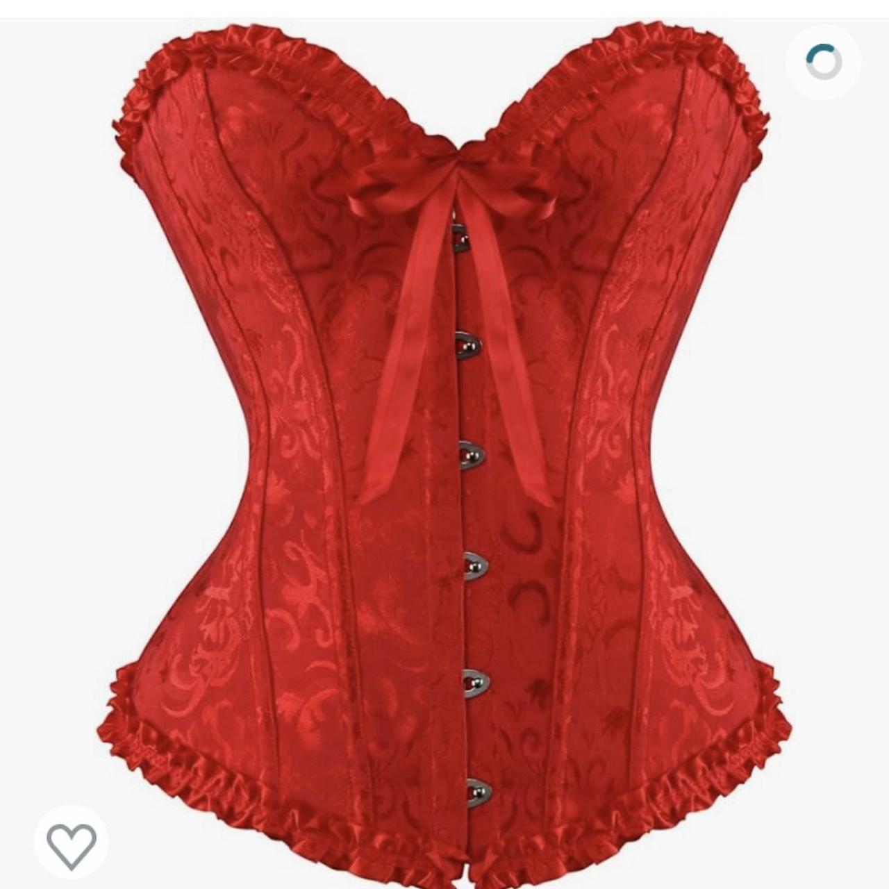 red lace up corset top size small - waist 24-25” /... - Depop