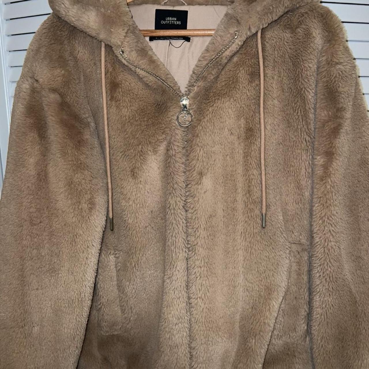 urban outfitters brown fluffy jacket size S ~ just... - Depop