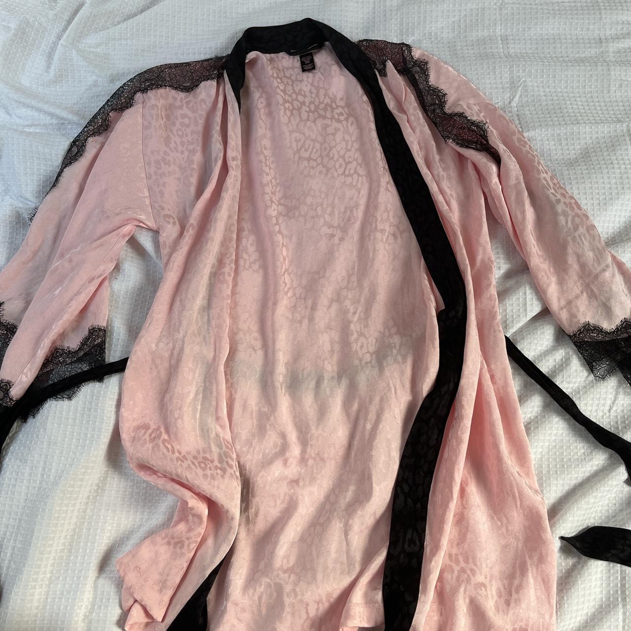 Victoria’s Secret robe with black lace detailing... - Depop