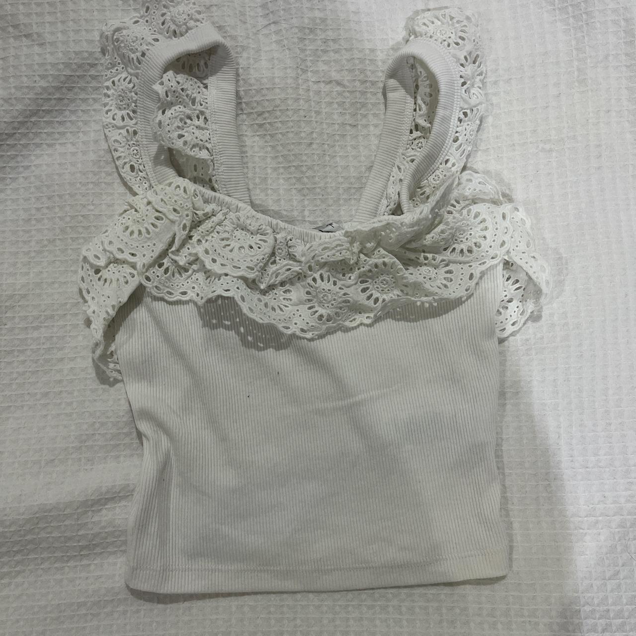 Miss selfridge frilly vest Size 6 - Depop