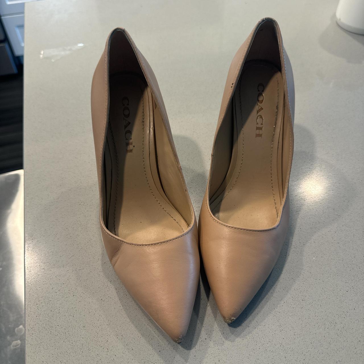 Elegant Coach pointy toe Pumps with double C gold... | Depop
