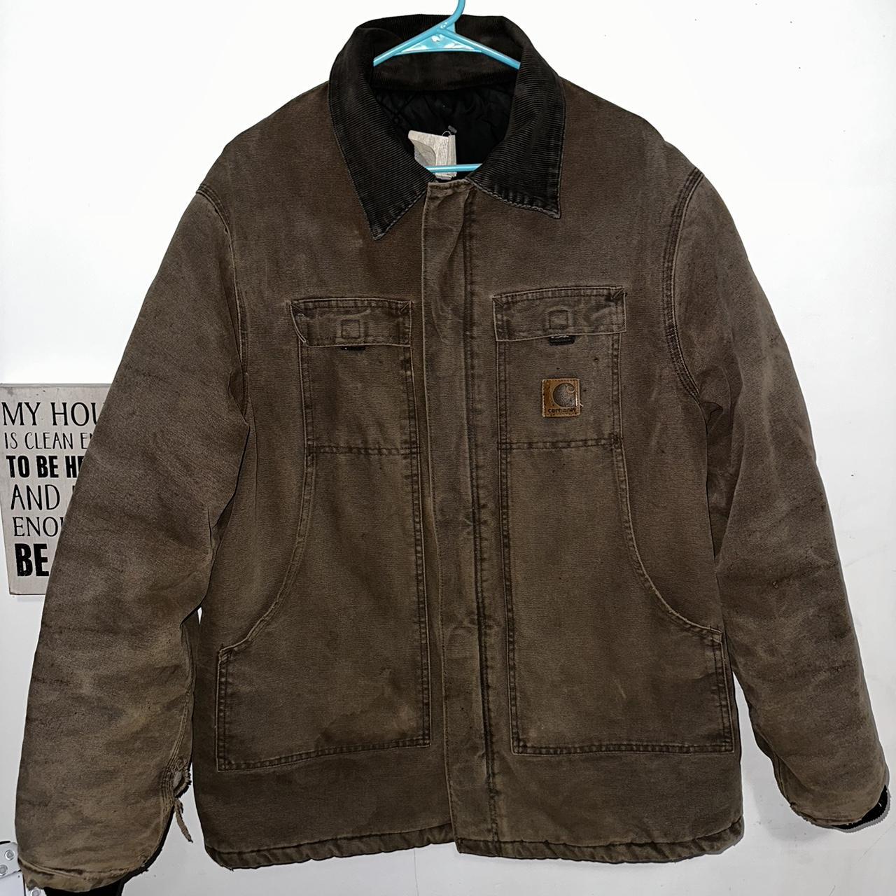 Carharrt distressed work jacket Great condition... - Depop