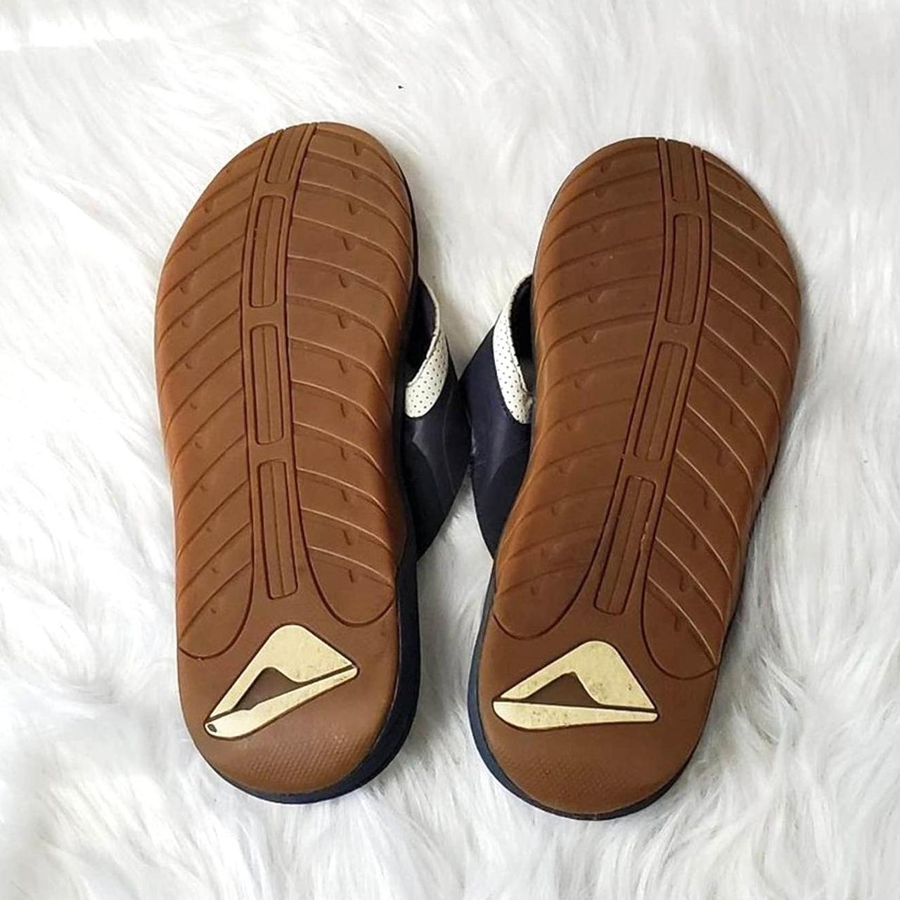 Reef Men's Blue and Tan Slides | Depop