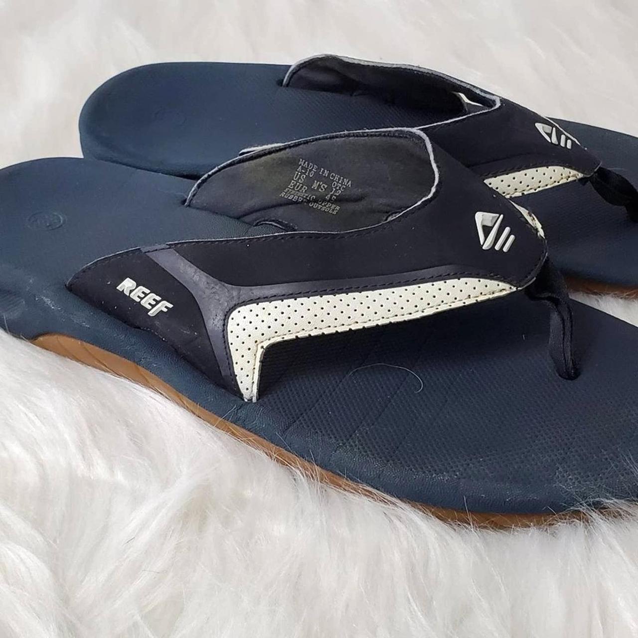 Reef Men's Blue and Tan Slides | Depop