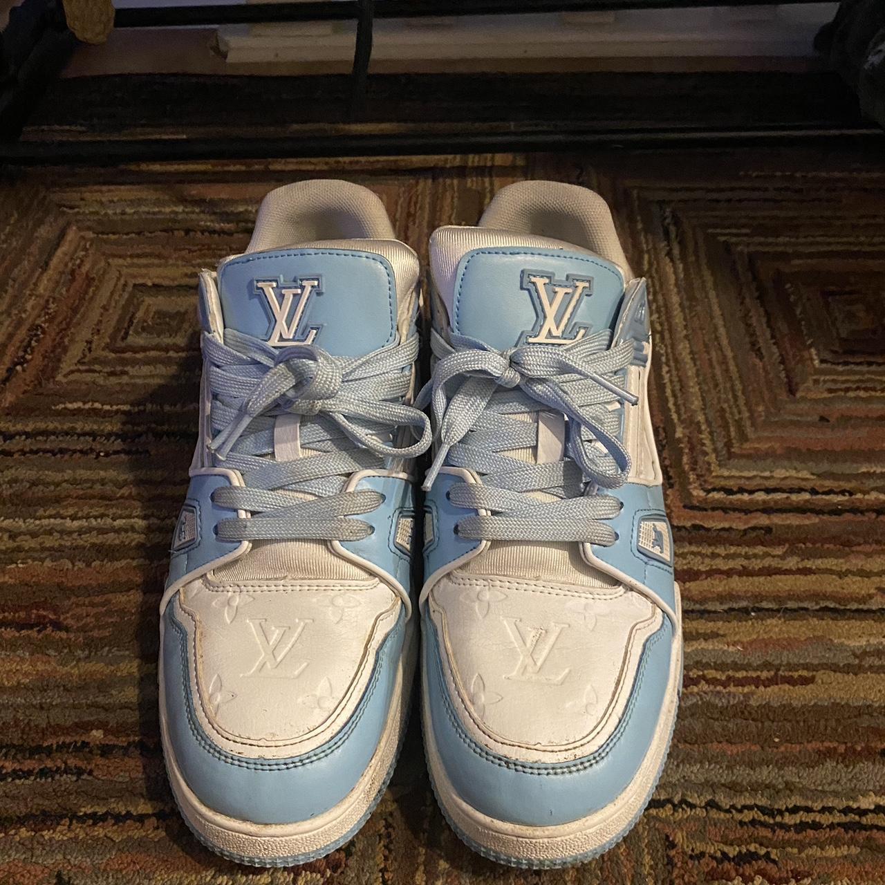 Louis Vuitton Trainers in a beautiful baby blue... - Depop