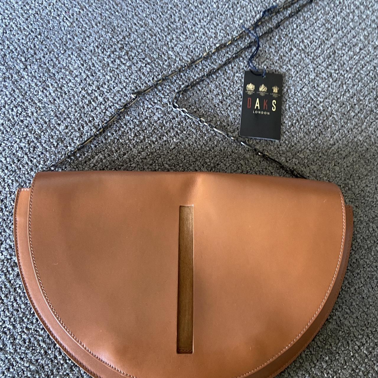 Vintage DAKS Cognac Leather Shoulder Bag NWT - Depop