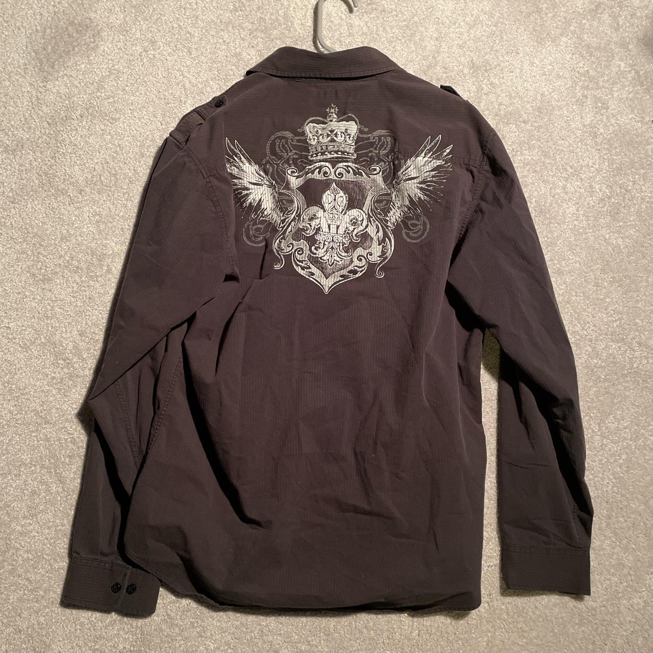 red level nine grunge affliction style button down... - Depop