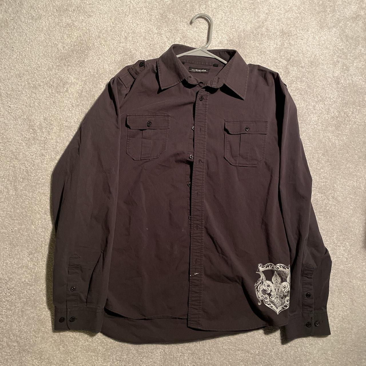 red level nine grunge affliction style button down... - Depop