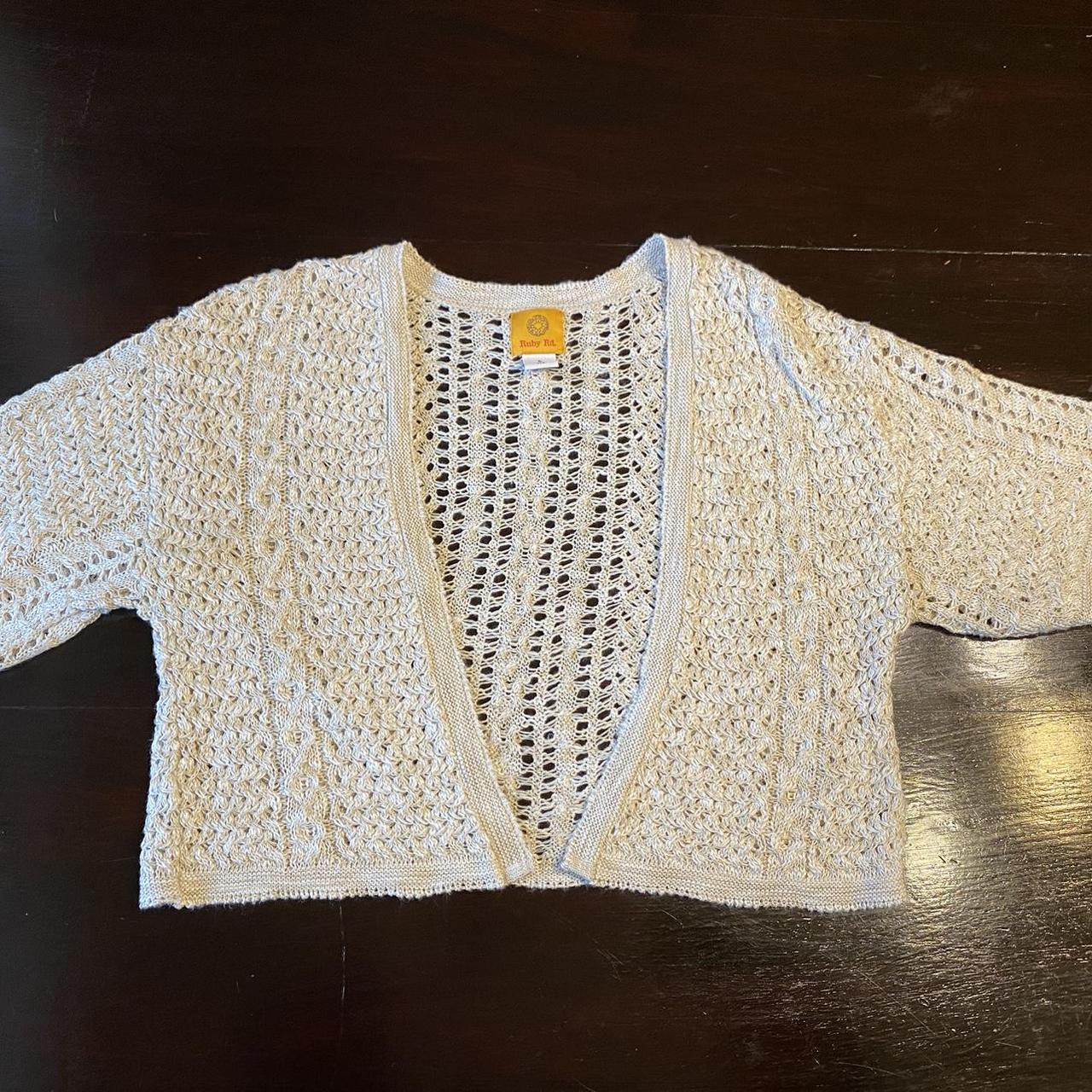 cute cottagecore knit lace half sleeve cropped... - Depop